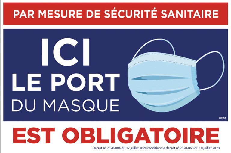 Pancarte sécurité sanitaire « ICI le port du masque est obligatoire ...